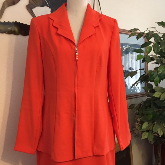 Lew Magram | Skirts | Lew Magram Bright Orange Career Skirt Suit | Poshmark